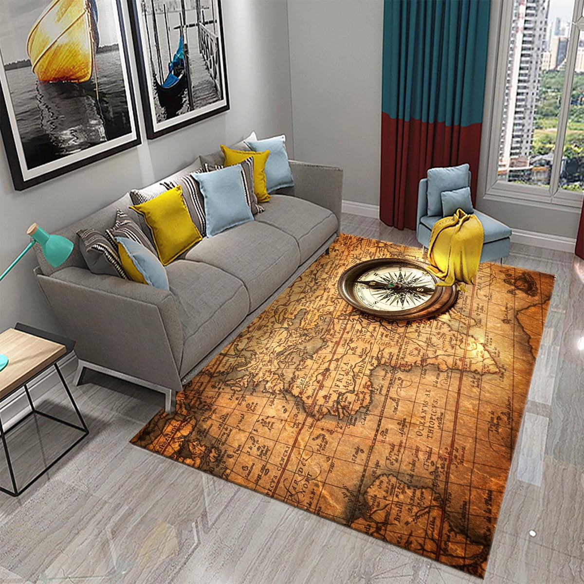 Map Rug l Map Carpet Vintage Style Floor Carpets for Adults Teens ...