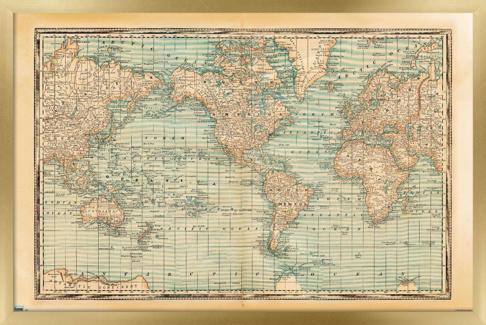 Map - Rustic Wall Poster, 22.375" x 34", Framed - Walmart.com