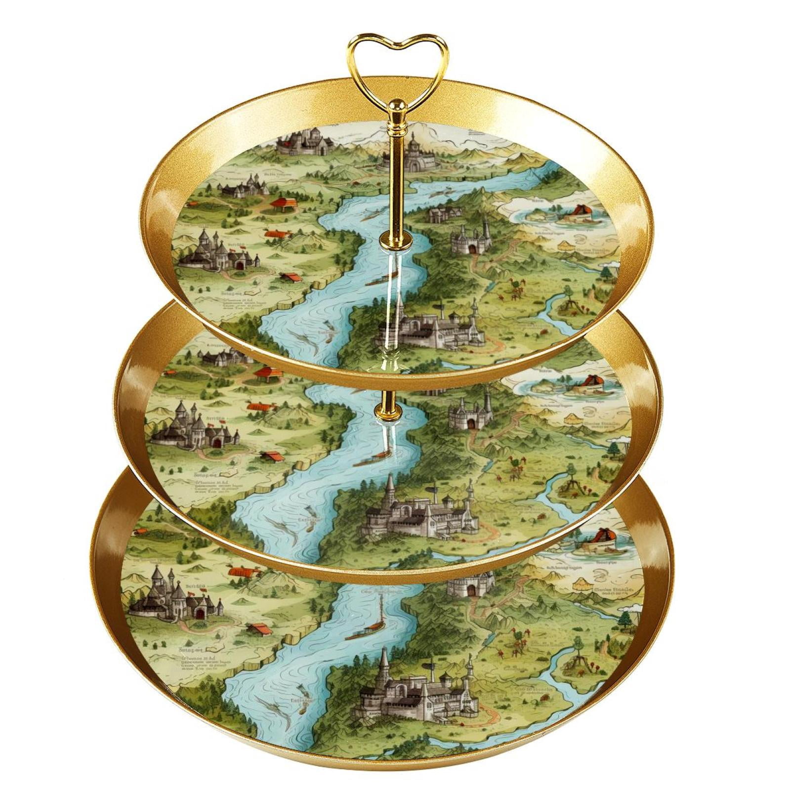 Map Section 32cm Plastic Discs Iron Pillar Earring Holder with 3 Plates ...