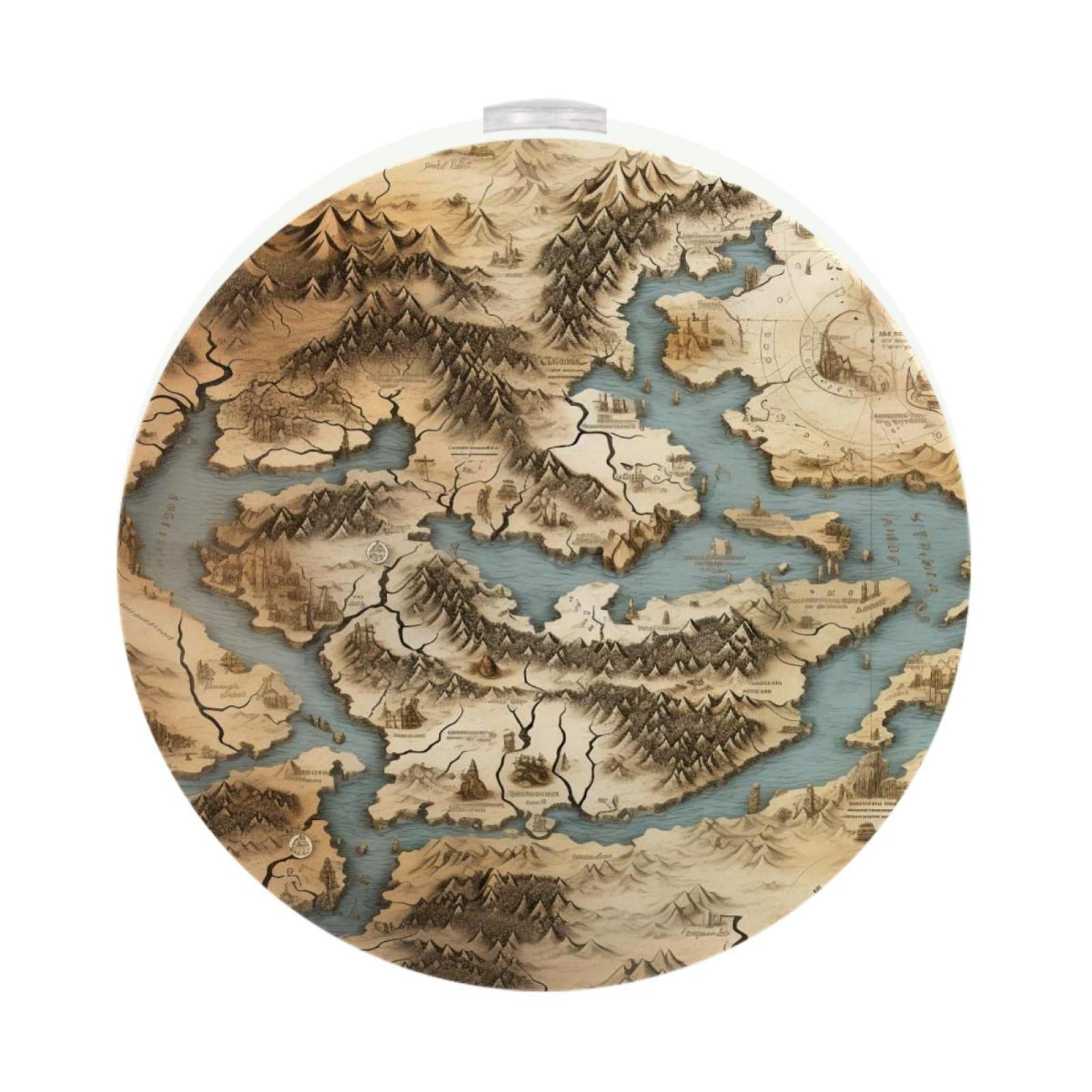 Map Section Bright and Compact LED Round Night Light - Set of 2, Energy ...