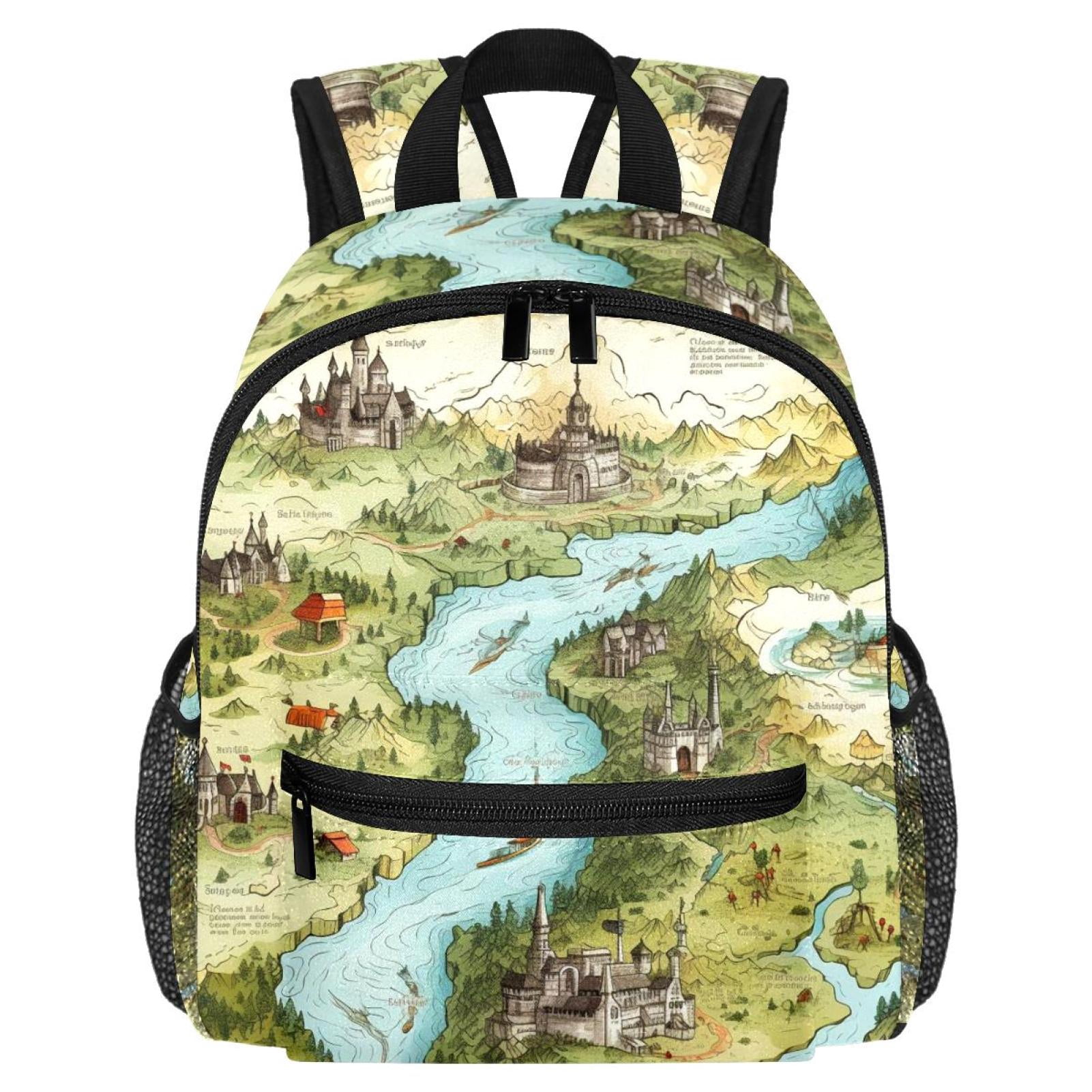 Map Section Cute Printed Backpack with Adjustable Shoulder Strap, Large ...