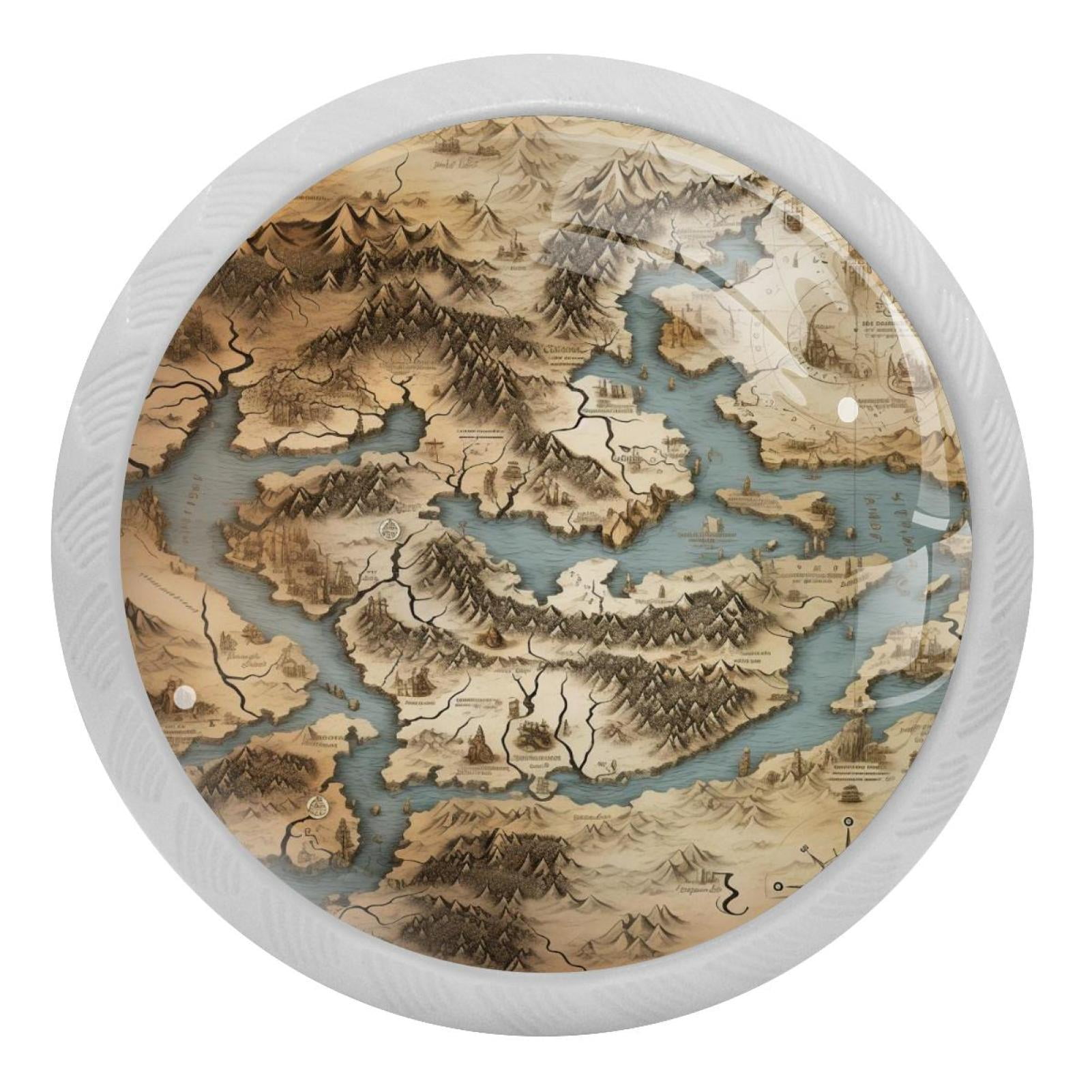 Map Section Fluorescent Drawer Pulls with Screws: Round 4-Pack, Glow-in ...