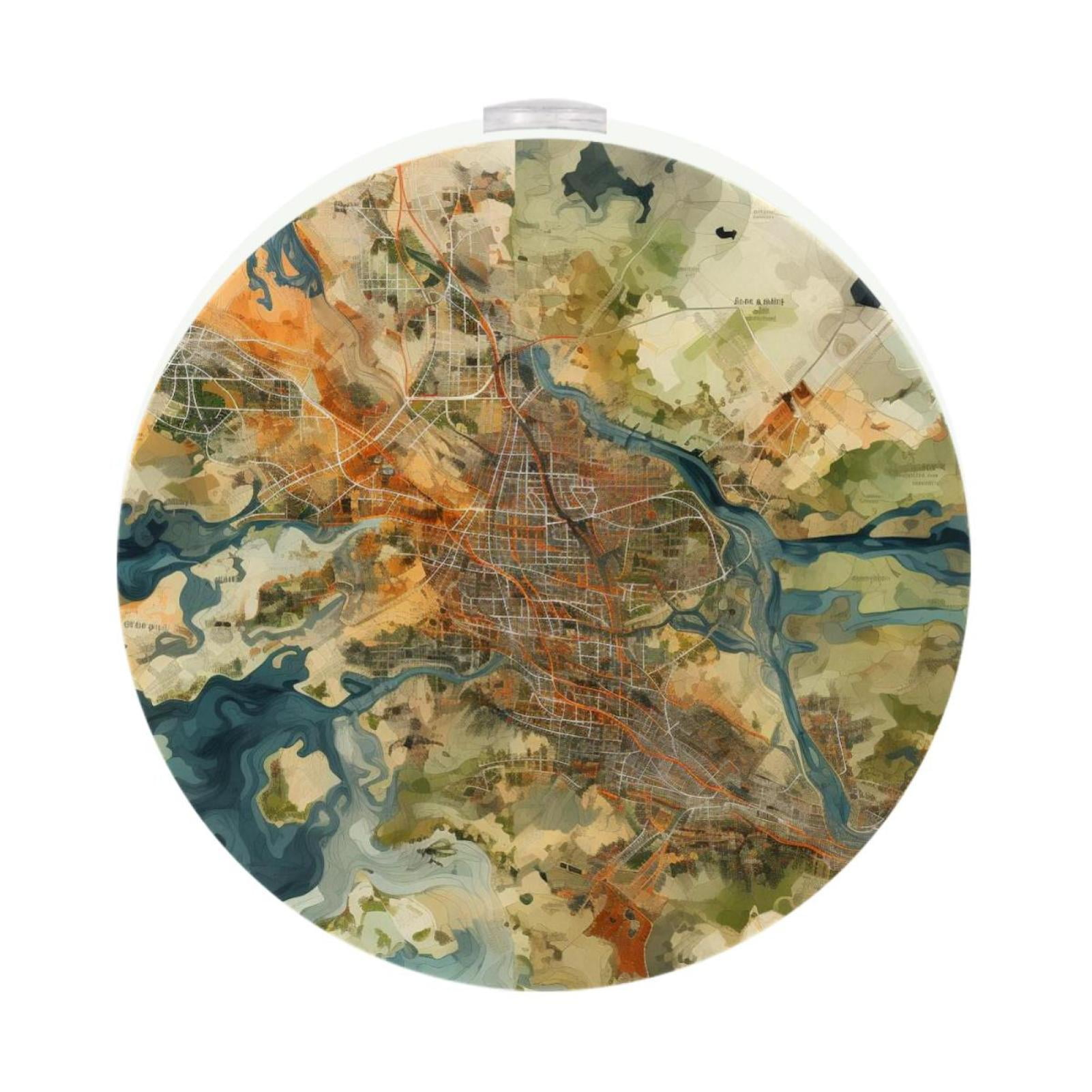 Map Section LED Round Night Light-2PCS: Bright and Compact Plug-in ...