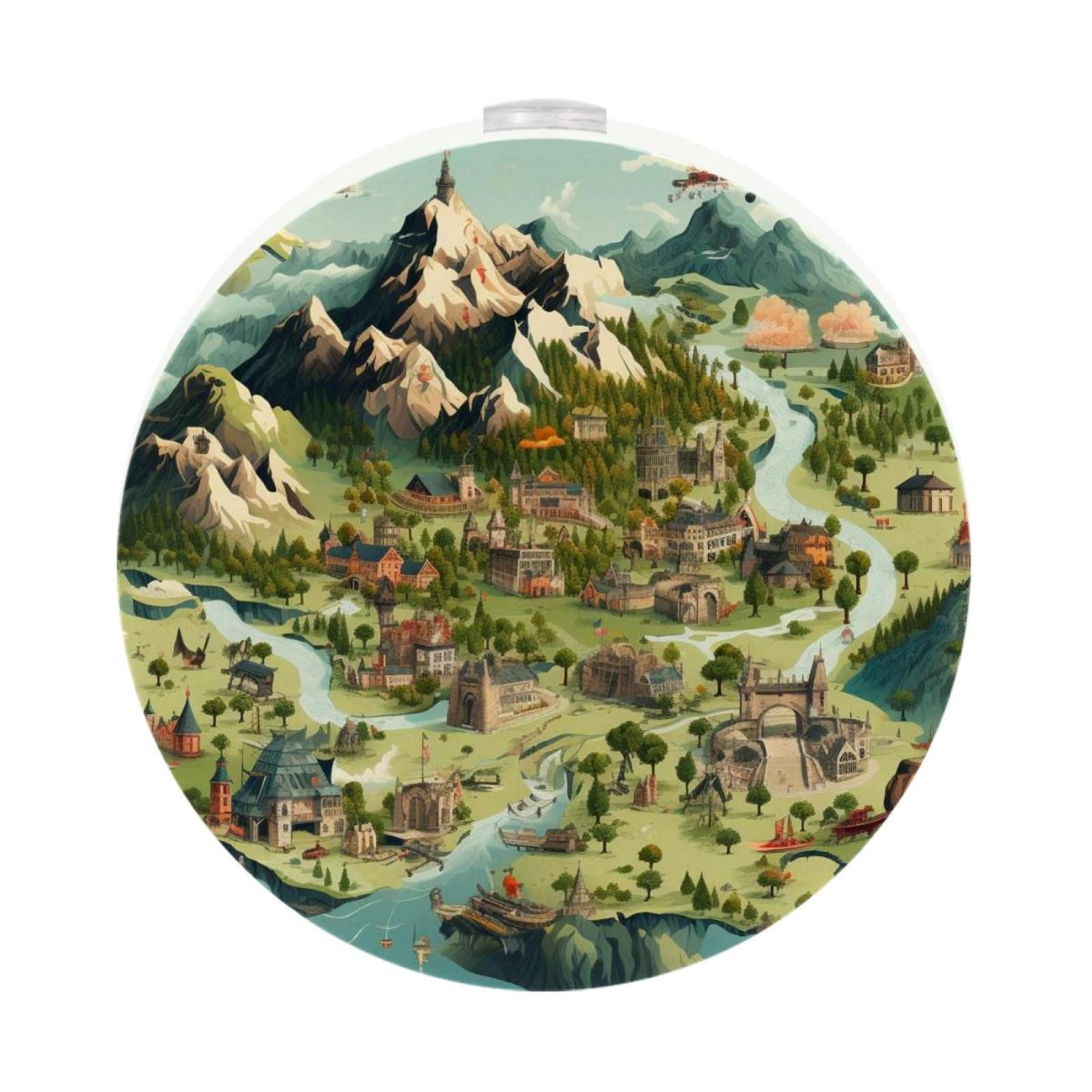 Map Section LED Round Night Light-2PCS: Compact and Energy-Efficient ...