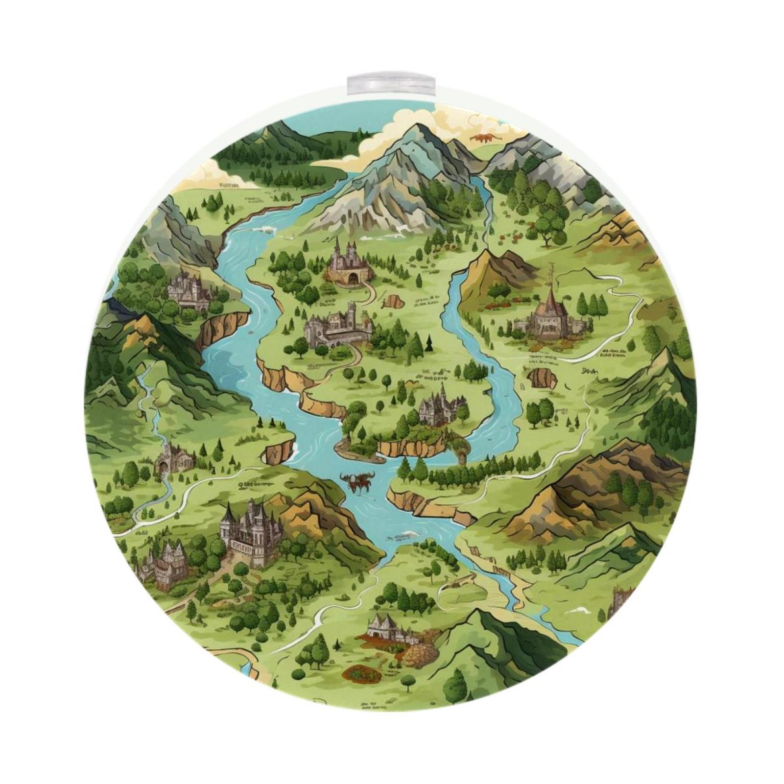 Map Section LED Round Night Light-2PCS, Dimmable Plug-in Circle Wall ...