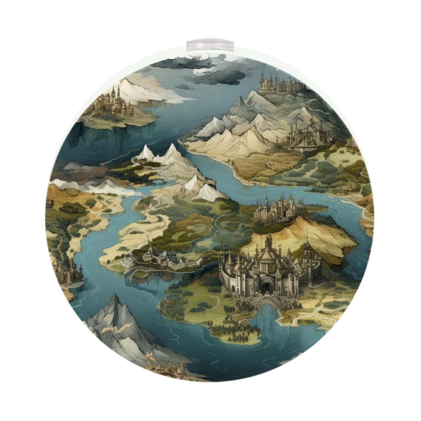 Map Section LED Round Night Light - 2PCS, Dimmable Plug-in Nightlight ...