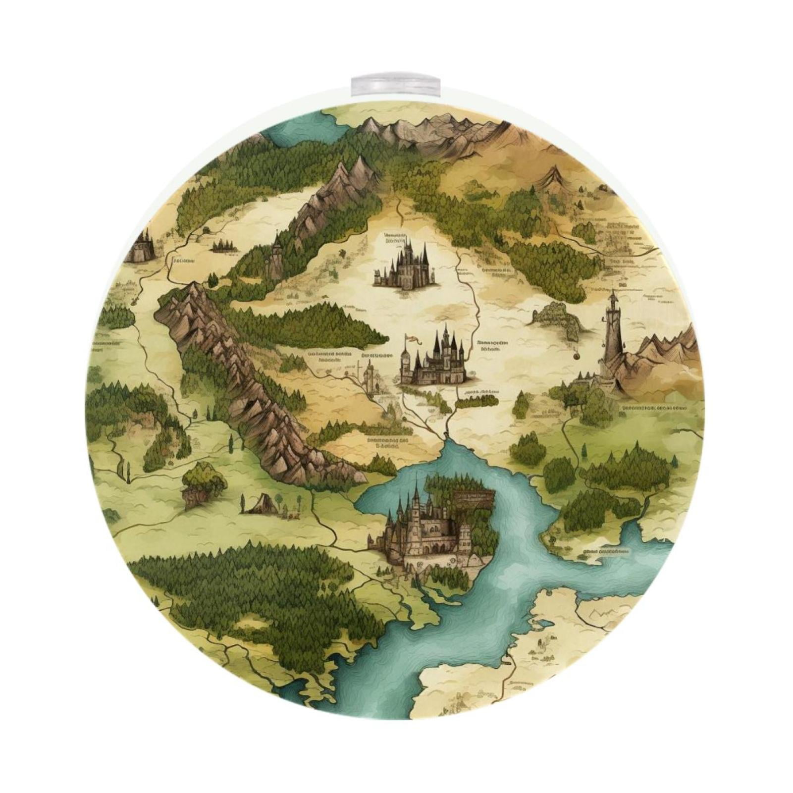 Map Section LED Round Night Light-2PCS, Plug-in Mini Wall Socket Soft ...