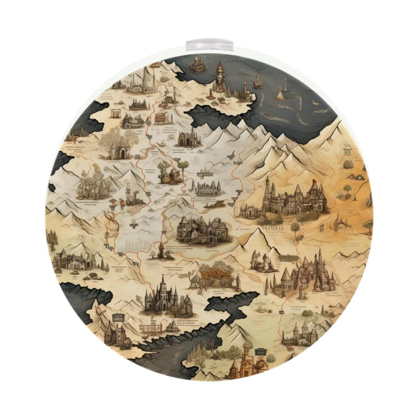 Map Section LED Round Night Light-2PCS, Plug-in Mini Wall Socket Soft ...