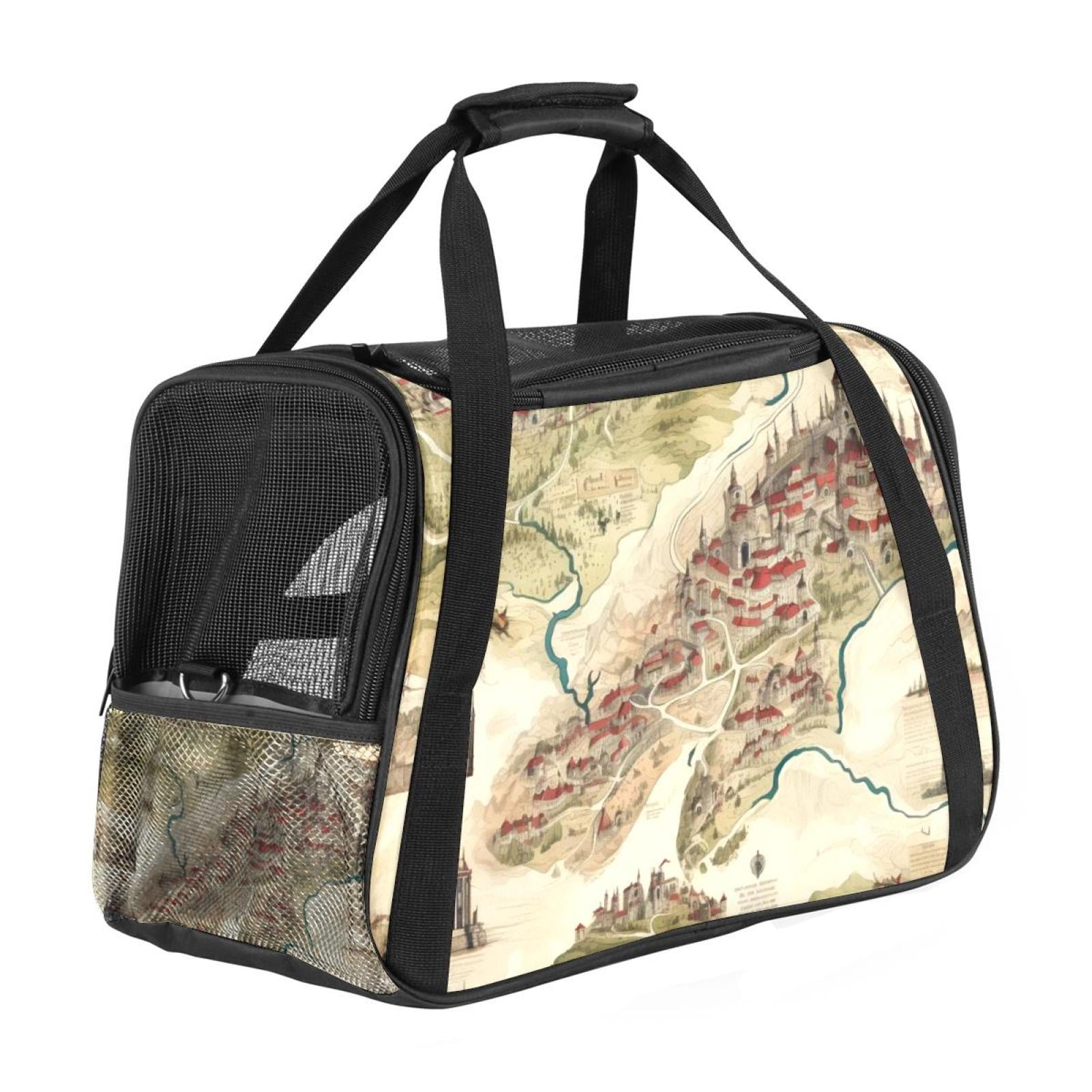 Map Section Premium Pet Travel Bag - Durable 900D Oxford Cloth, Sherpa ...