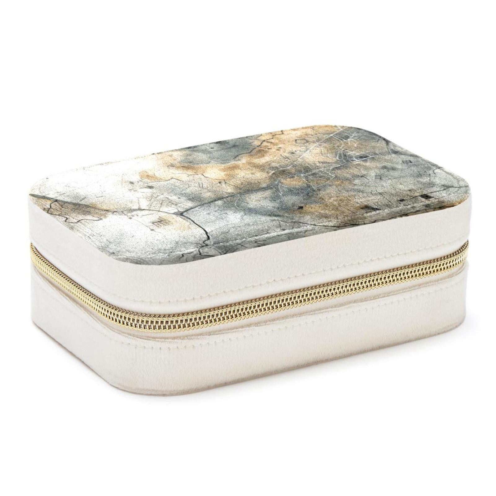 Map Section Velvet Portable Storage Box with Removable Compartment ...