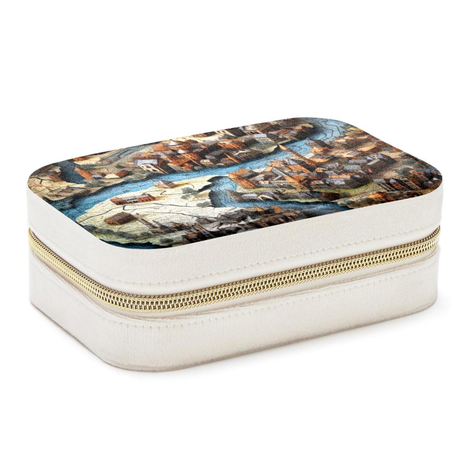 Map Section Velvet Portable Storage Box with Removable Compartment ...
