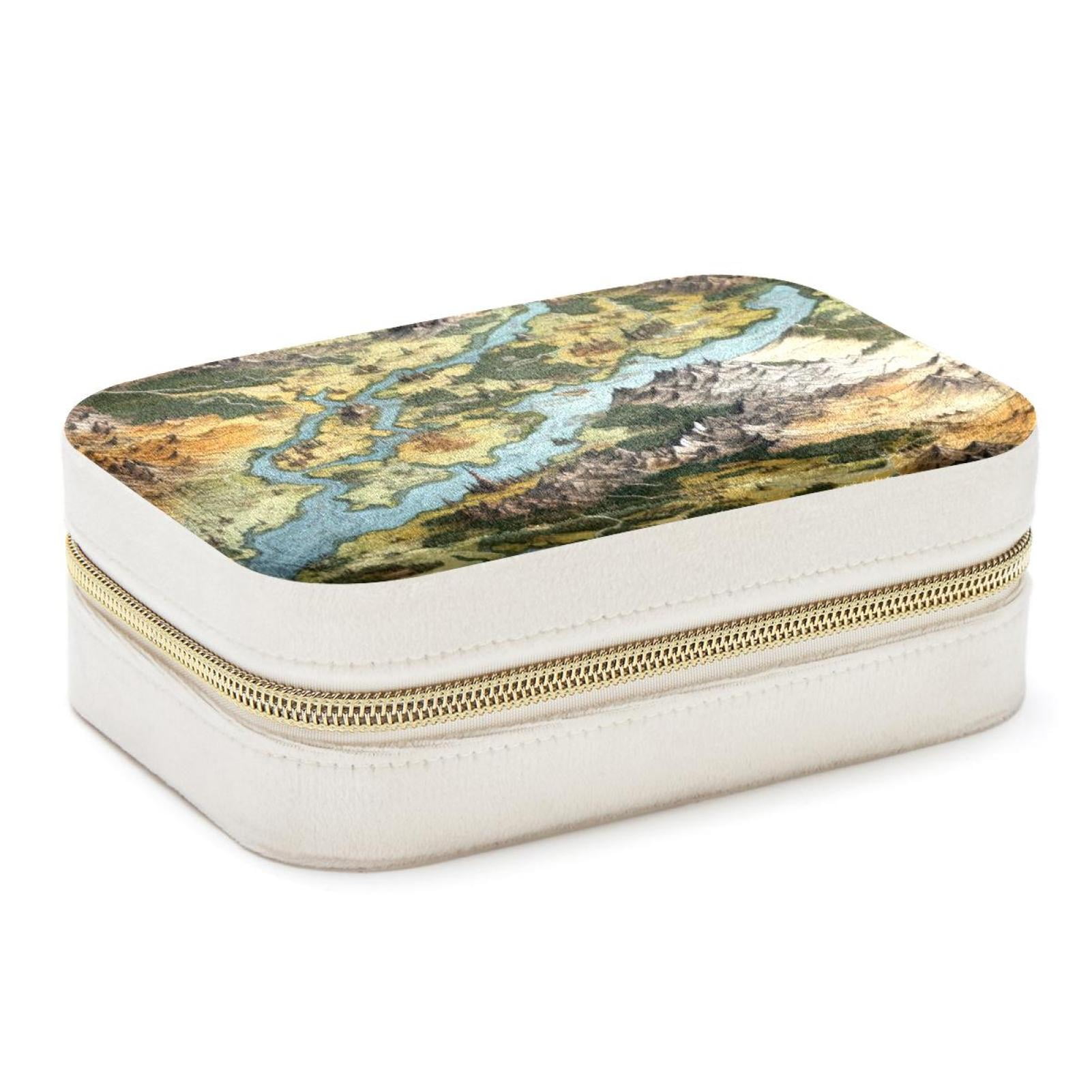 Map Section Velvet Portable Travel Organizer Box with Removable ...