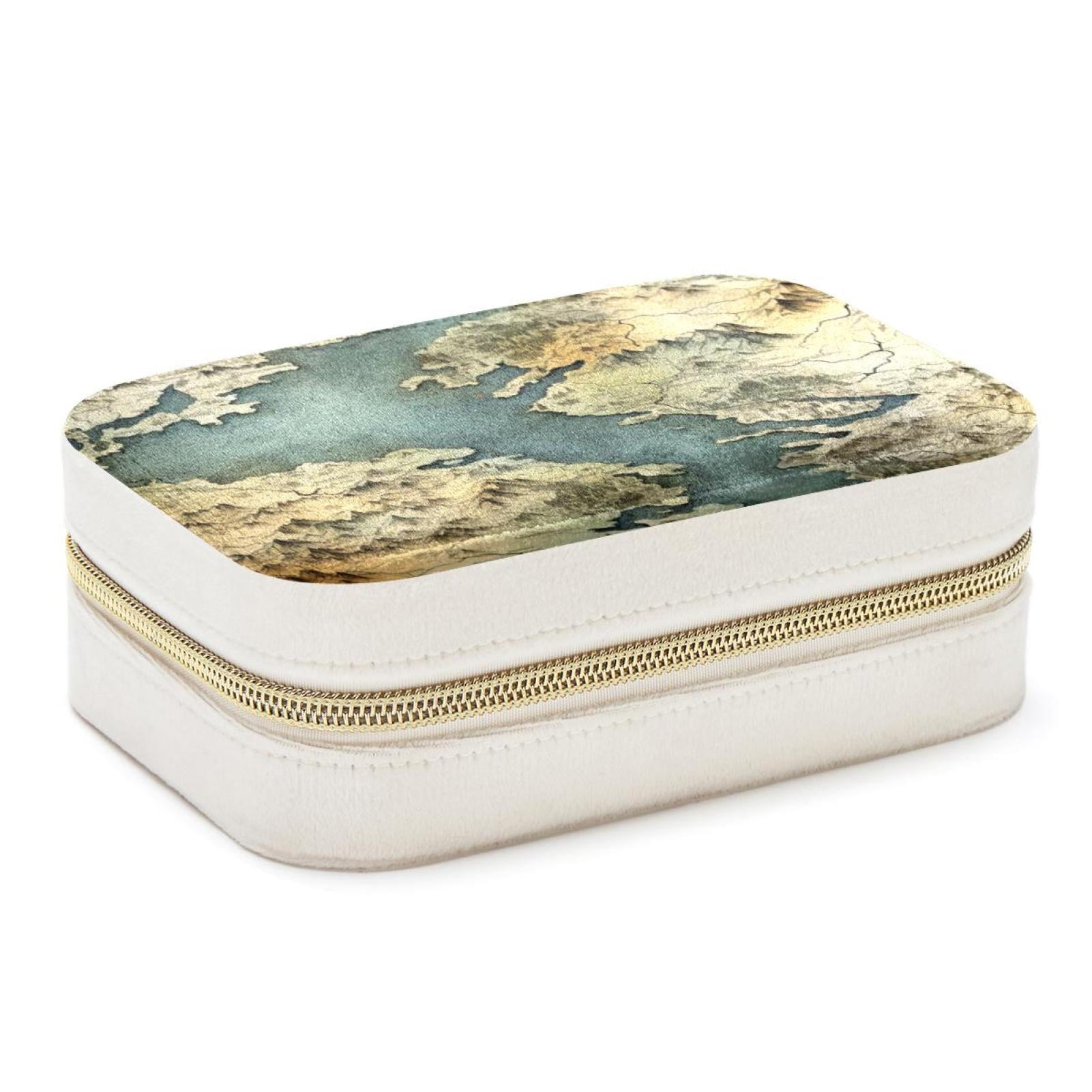 Map Section Velvet Portable Travel Organizer Box with Removable ...