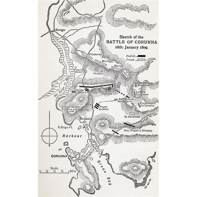 Map Showing The Site of The Battle of Corunna - Galicia - Spain - 16 ...