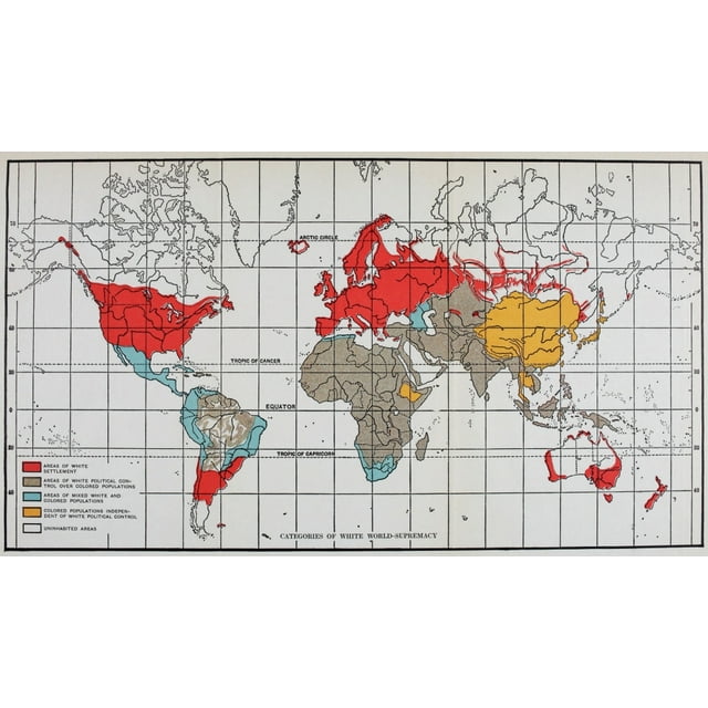 Map Showing The 'Categories Of White World Supremacy' In 1920. From ...