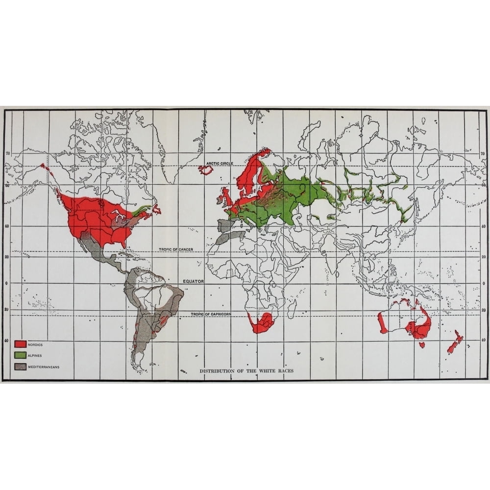 Map Showing The 'Distribution Of White Race' In 1920. From 'The Rising ...