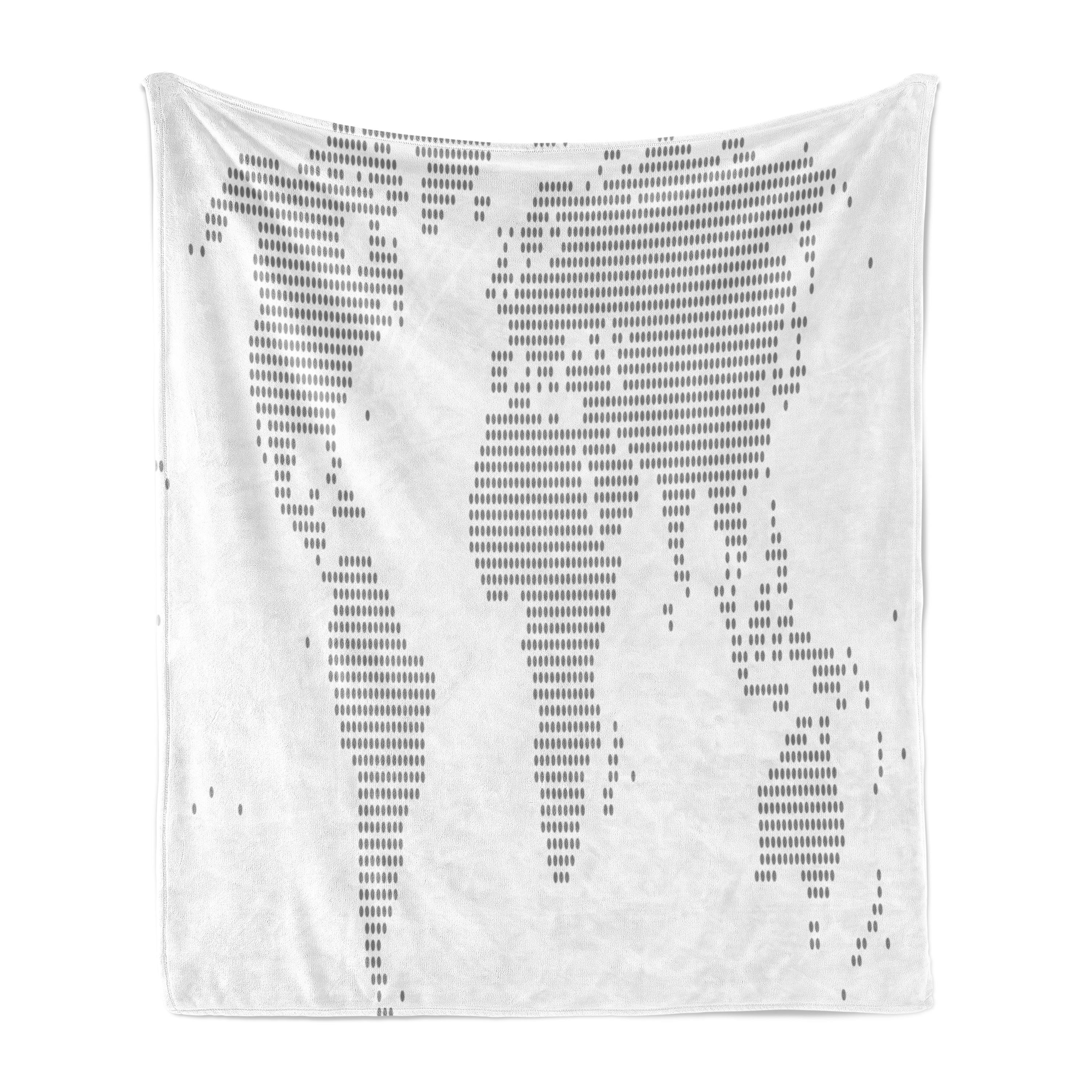 Map Soft Flannel Fleece Throw Blanket, World Map with Graphic Dots ...