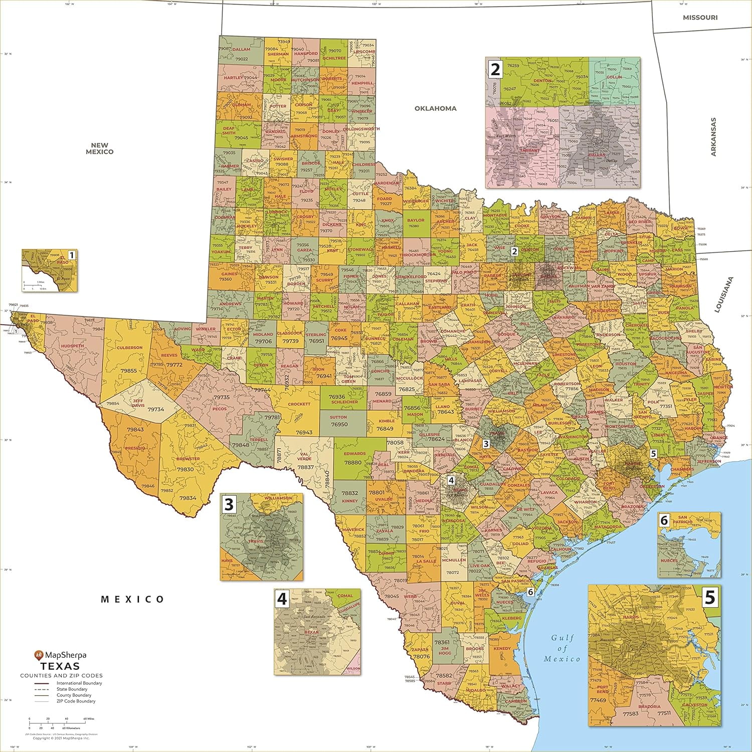Map Store Zip Code and County Map Shows All 254 Counties of and Over ...