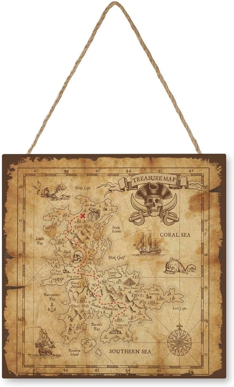 Map Super Detailed Treasure Map Rustic Pirates Gold Secret Sea History ...