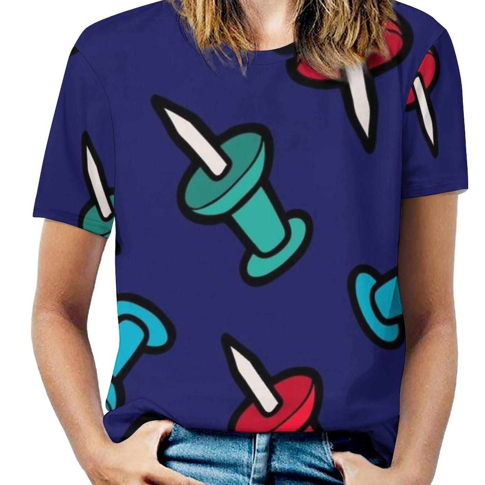 Map Tack Pattern Map Maps Map Tack Tacks Women Full Print T-Shirt ...