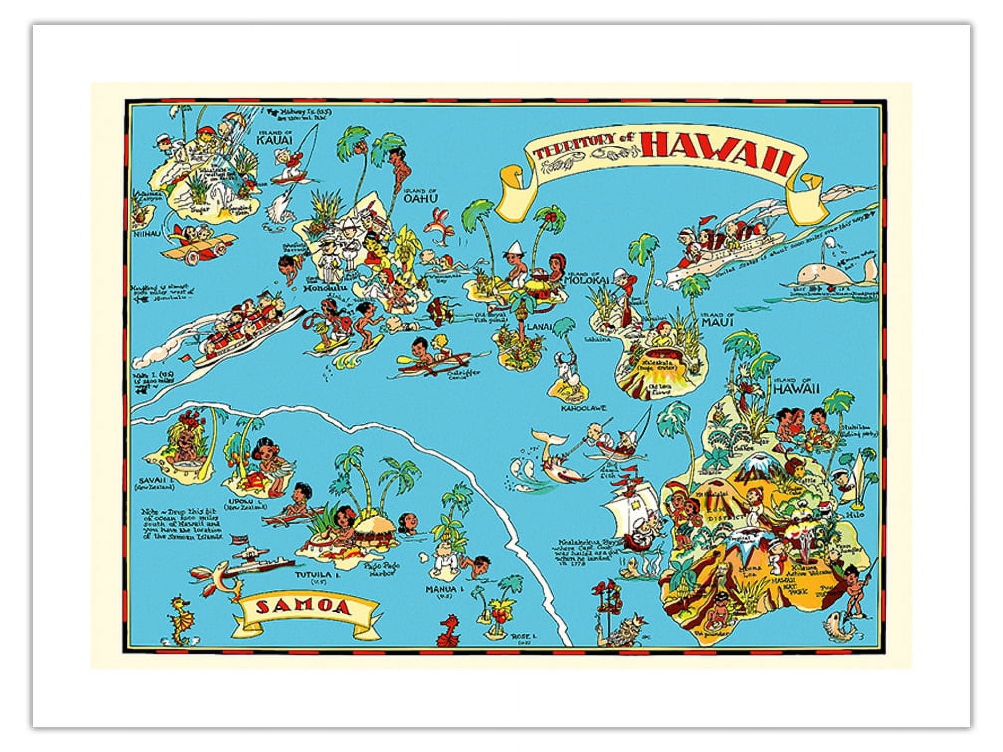 Map of the Territory of Hawaii - American Samoa - Pictorial Map ...