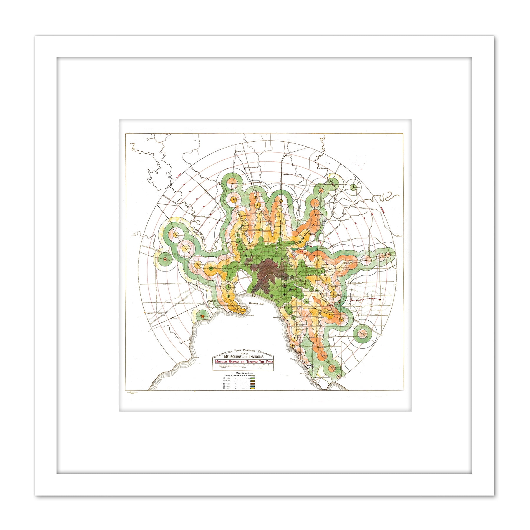 Map Transport Mmtb 1922 Melbourne Trains Trams Replica 8X8 Inch Square ...