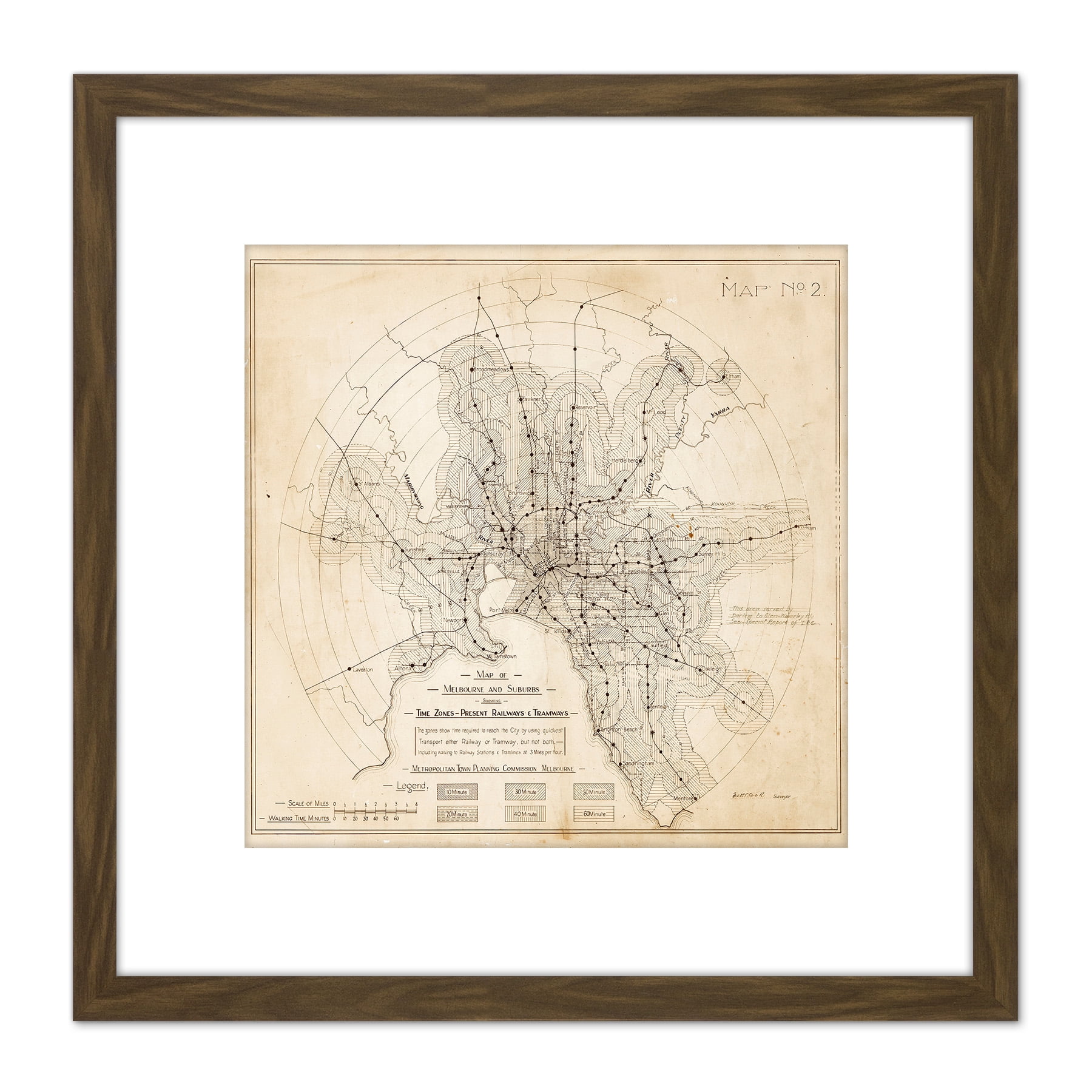 Map Transport Mmtb 1922 Melbourne Trams Trains Replica 8X8 Inch Square ...