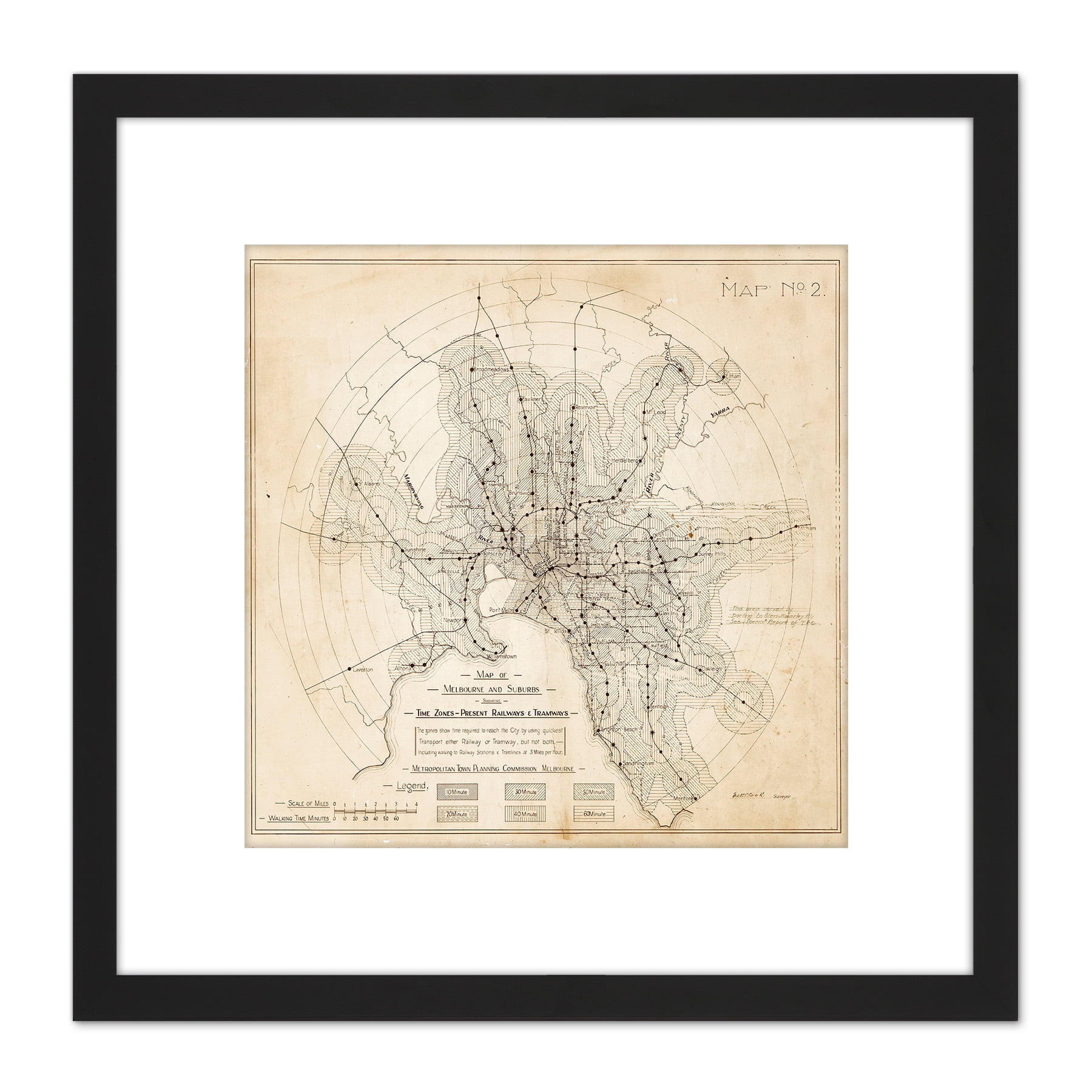 Map Transport Mmtb 1922 Melbourne Trams Trains Replica 8X8 Inch Square ...