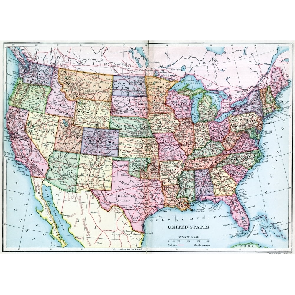 Map United States 1905. Nmap Of The Continental United States 1905 ...