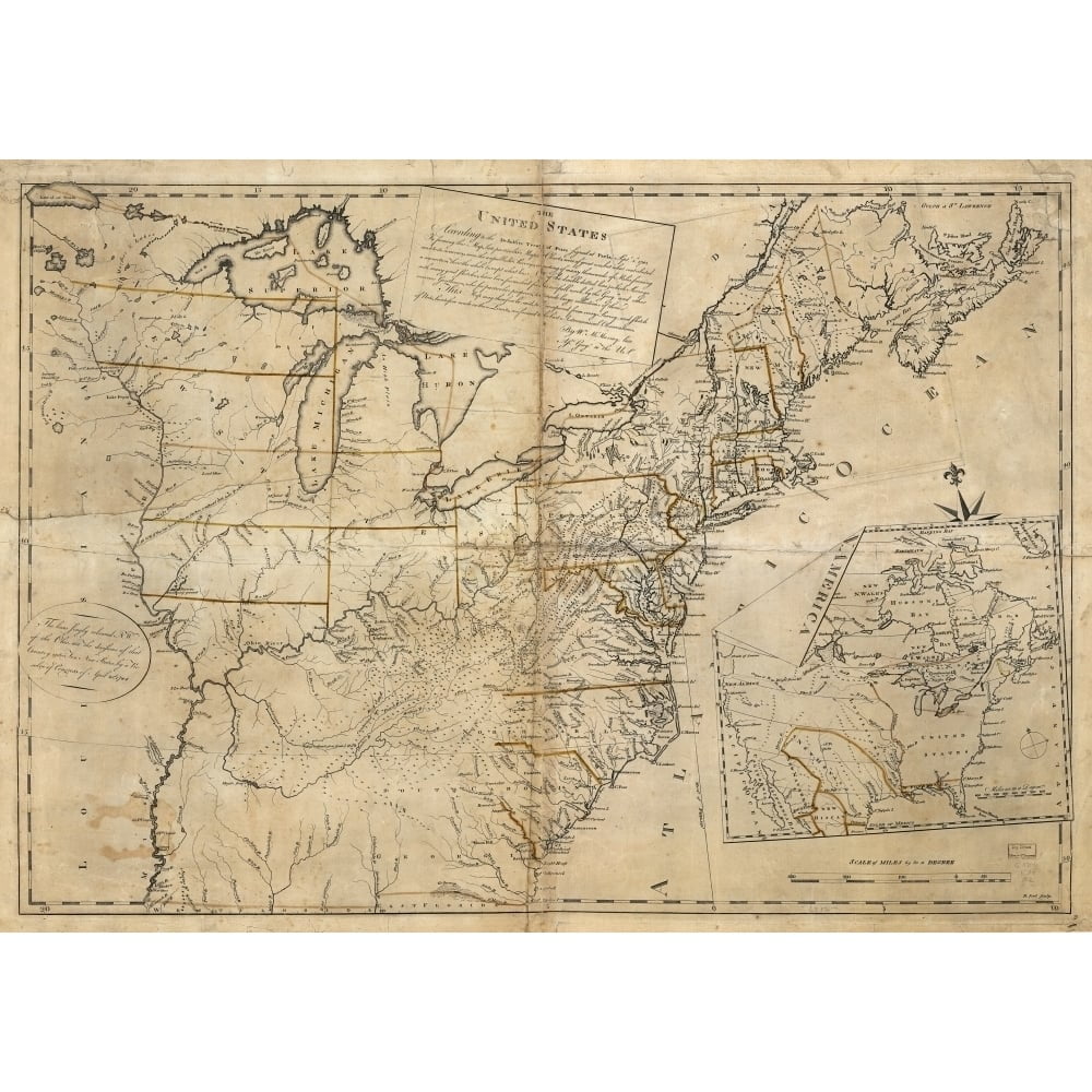 Map Usa 1783. N'The United States According To The Definitive Treaty Of ...
