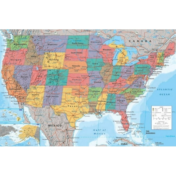 Map Usa Poster (24 X 36) - Walmart Business Supplies