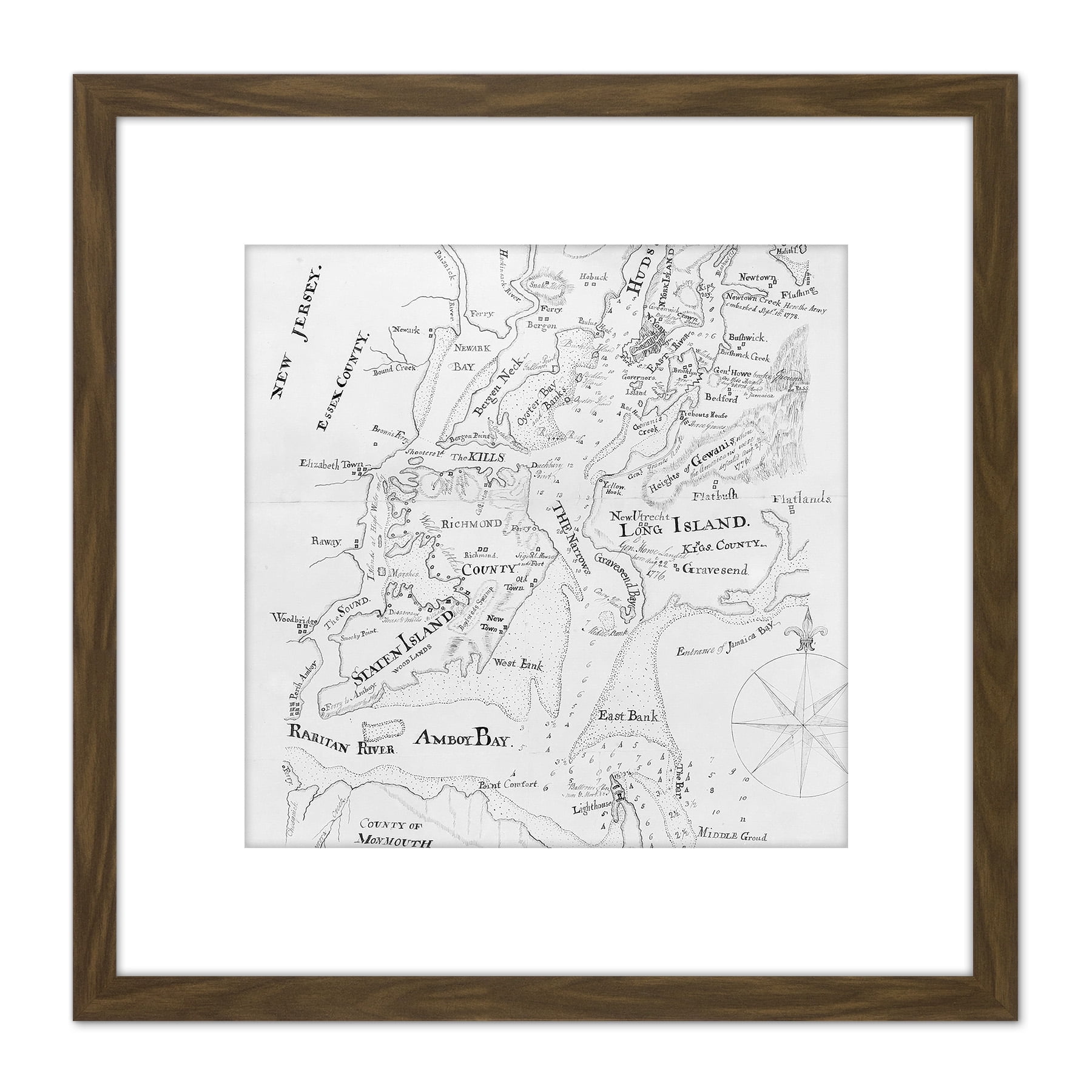 Map Van Steenburgh 1794 New York Harbour Chart Plan 8X8 Inch Square ...