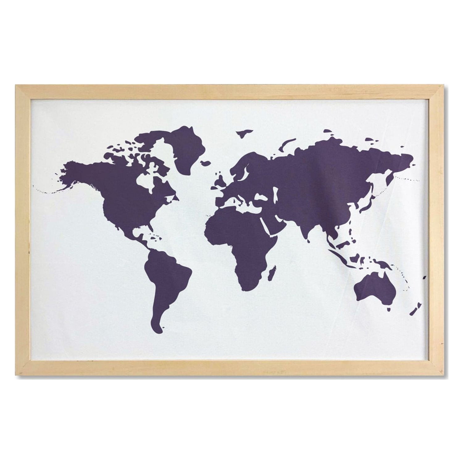 Map Wall Art with Frame, Indigo Colored Graphic Map of the World Vivid ...