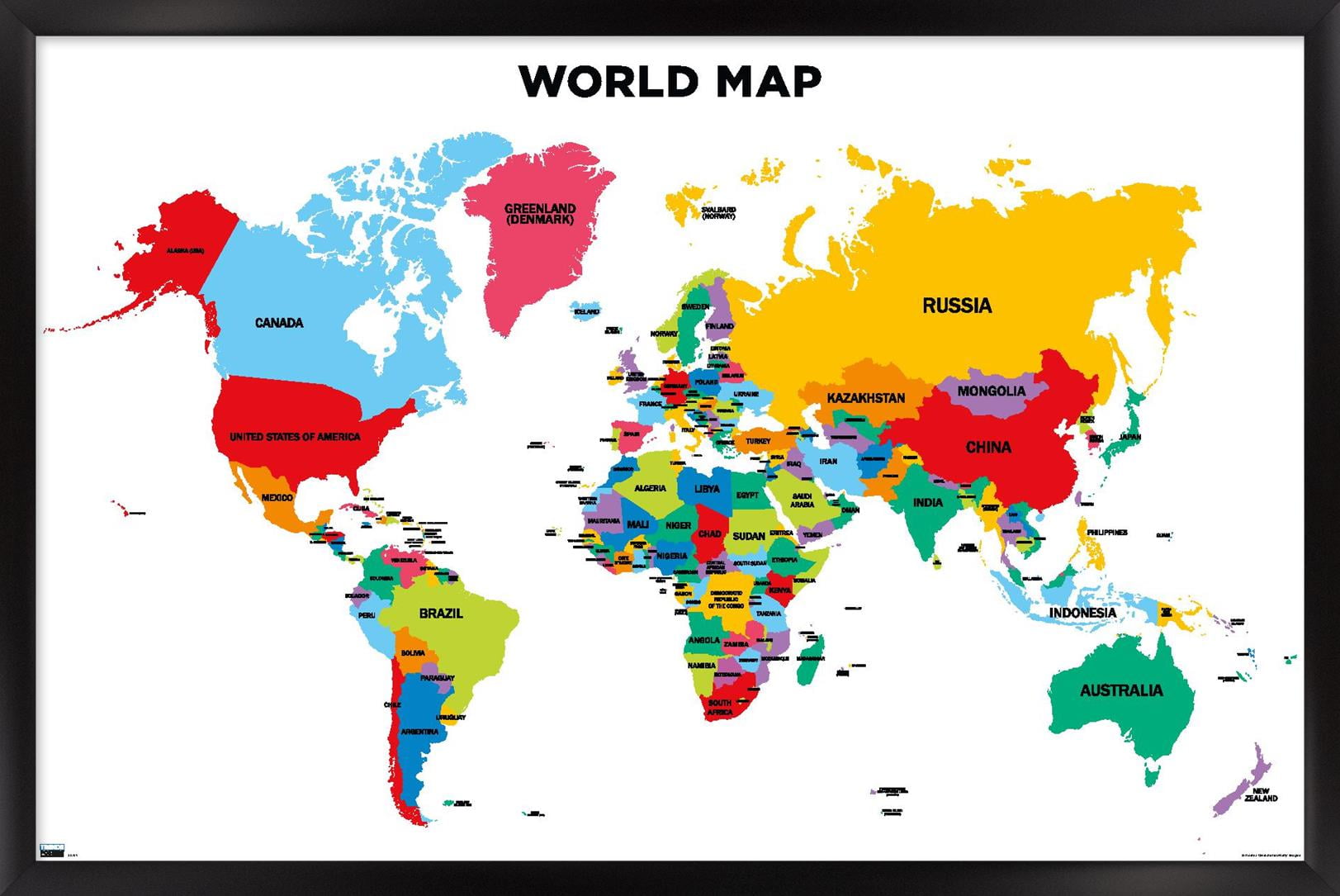 Map - World 2022 Wall Poster, 22.375" x 34" Framed - Walmart.com