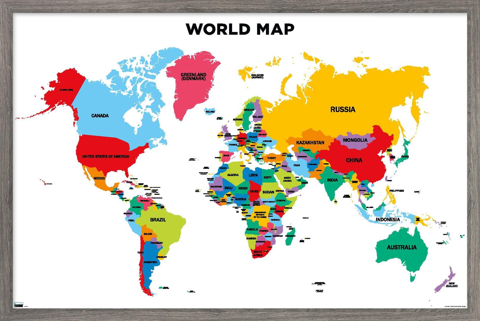 Map - World 2022 Wall Poster, 22.375" x 34" Framed - Walmart.com
