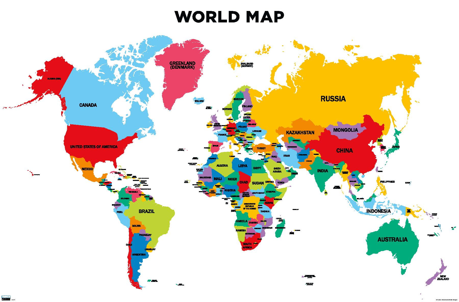 Map - World 2022 Wall Poster, 22.375" x 34" - Walmart.com