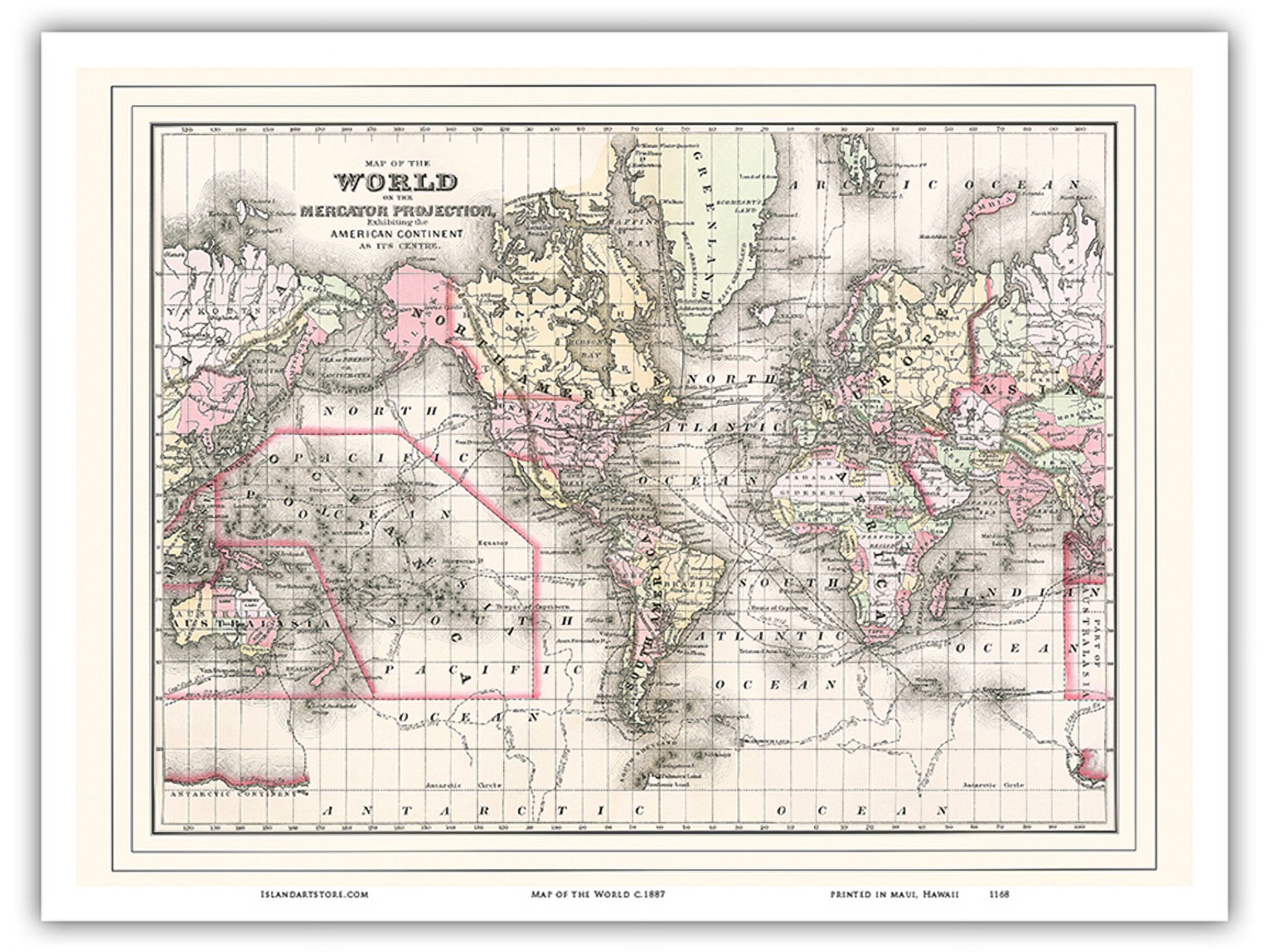 Map of the World - On the Mercator Projection - Exhibiting the American ...