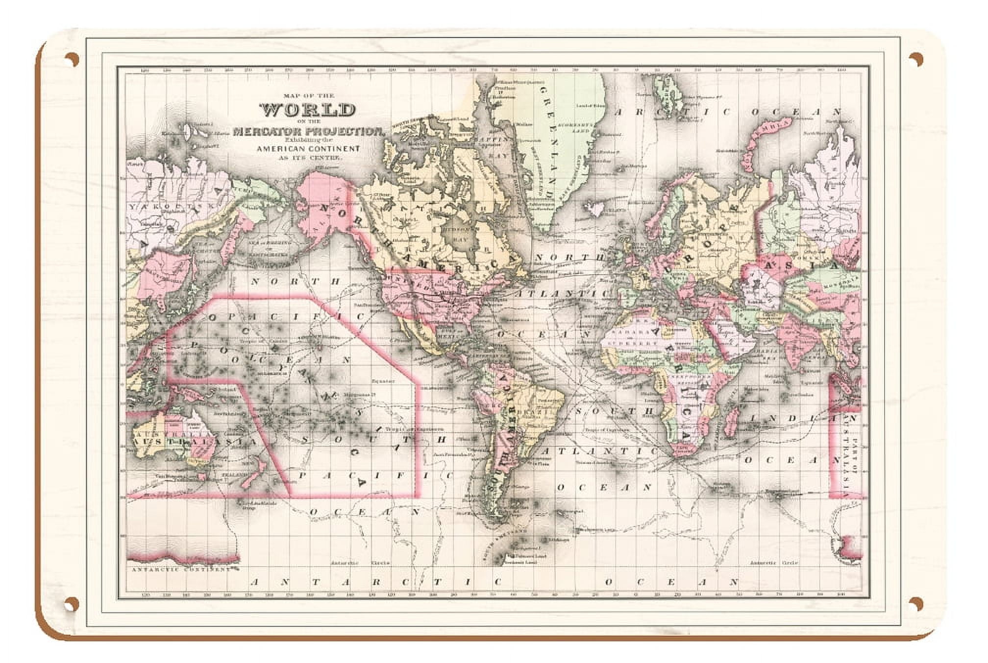 Map of the World - On the Mercator Projection - Exhibiting the American ...