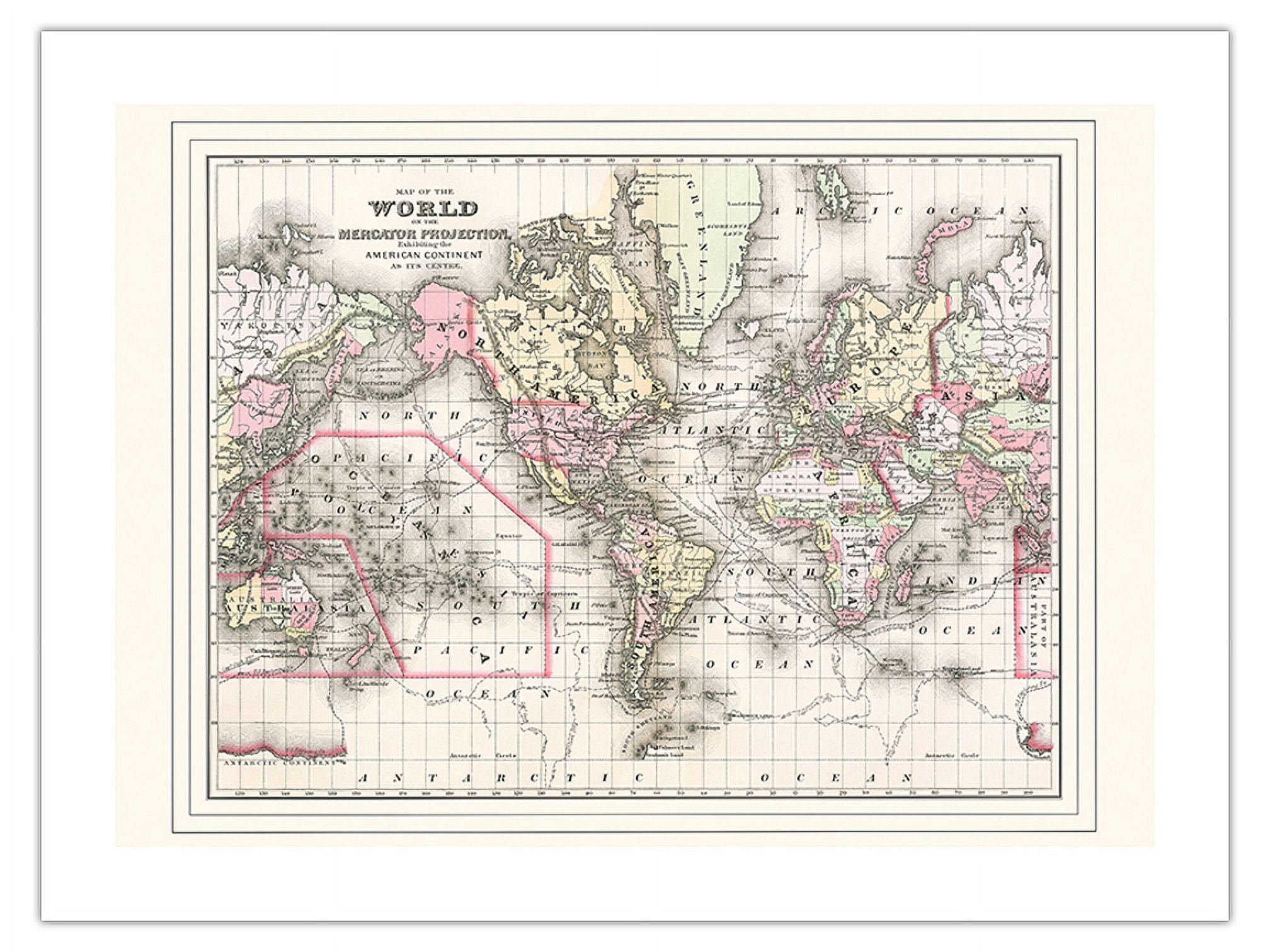 Map of the World - On the Mercator Projection - Exhibiting the American ...