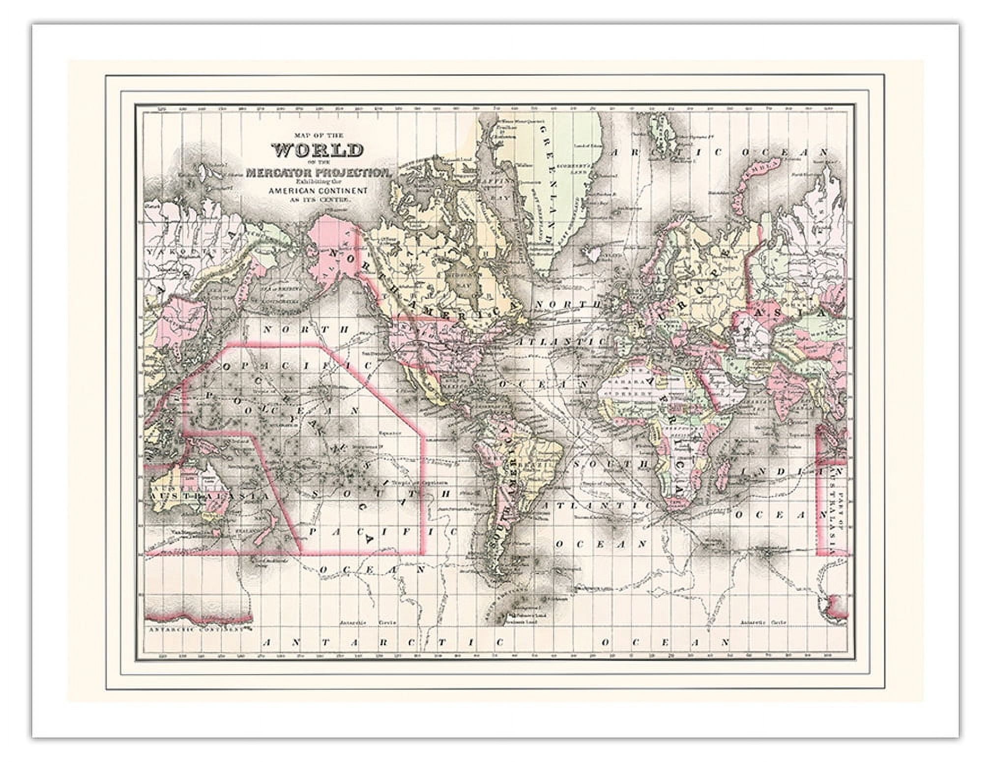 Map of the World - On the Mercator Projection - Exhibiting the American ...
