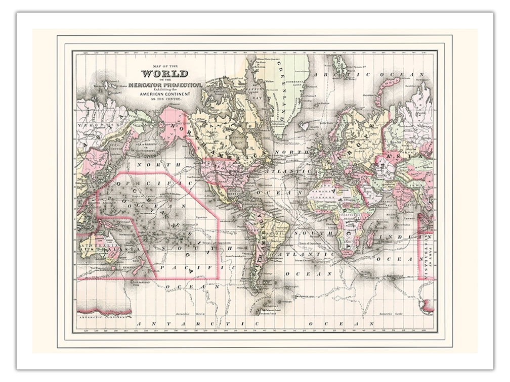 Map of the World - On the Mercator Projection - Exhibiting the American ...