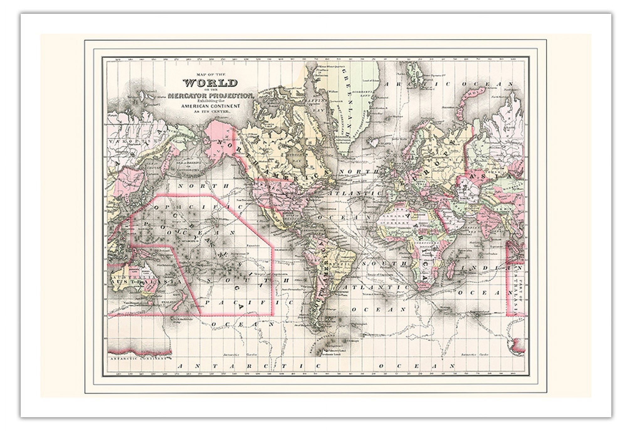 Map of the World - On the Mercator Projection - Exhibiting the American ...