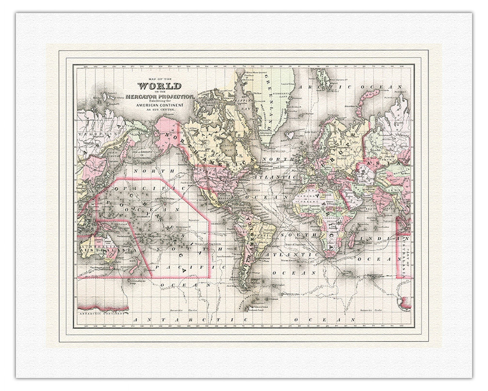 Map of the World - On the Mercator Projection - Exhibiting the American ...