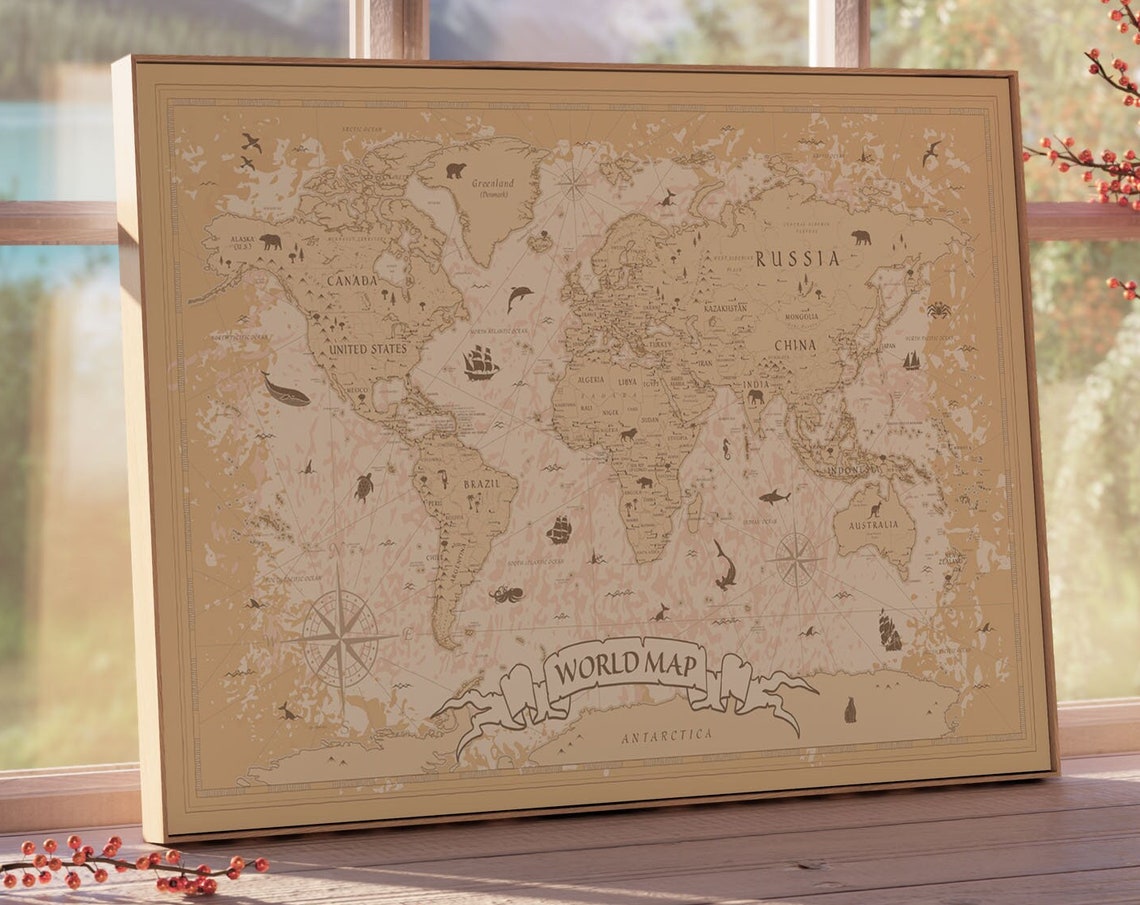 A Map Of The World Poster, Poster Print, Wall Decor, World Map ...