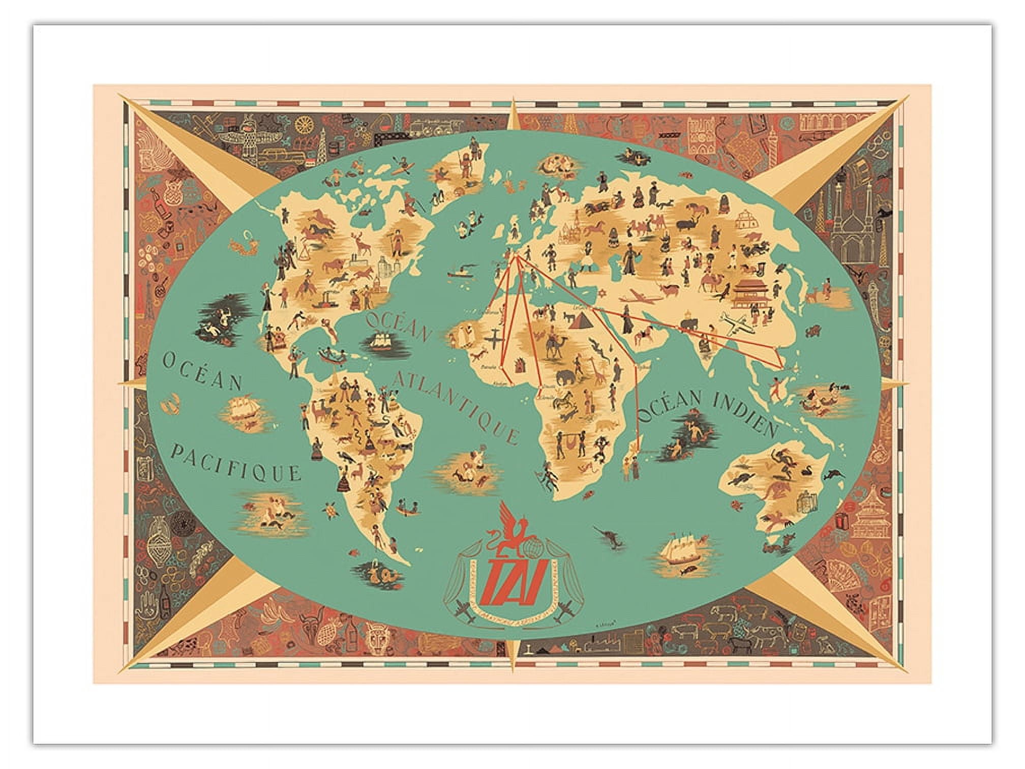 Map of World - TAI Airline (Transports Aériens Intercontinenteaux ...