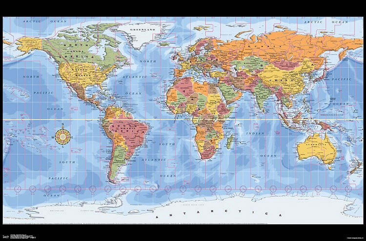 Map - World Time Zones 18 Poster - 22 x 34 inches - Walmart.com