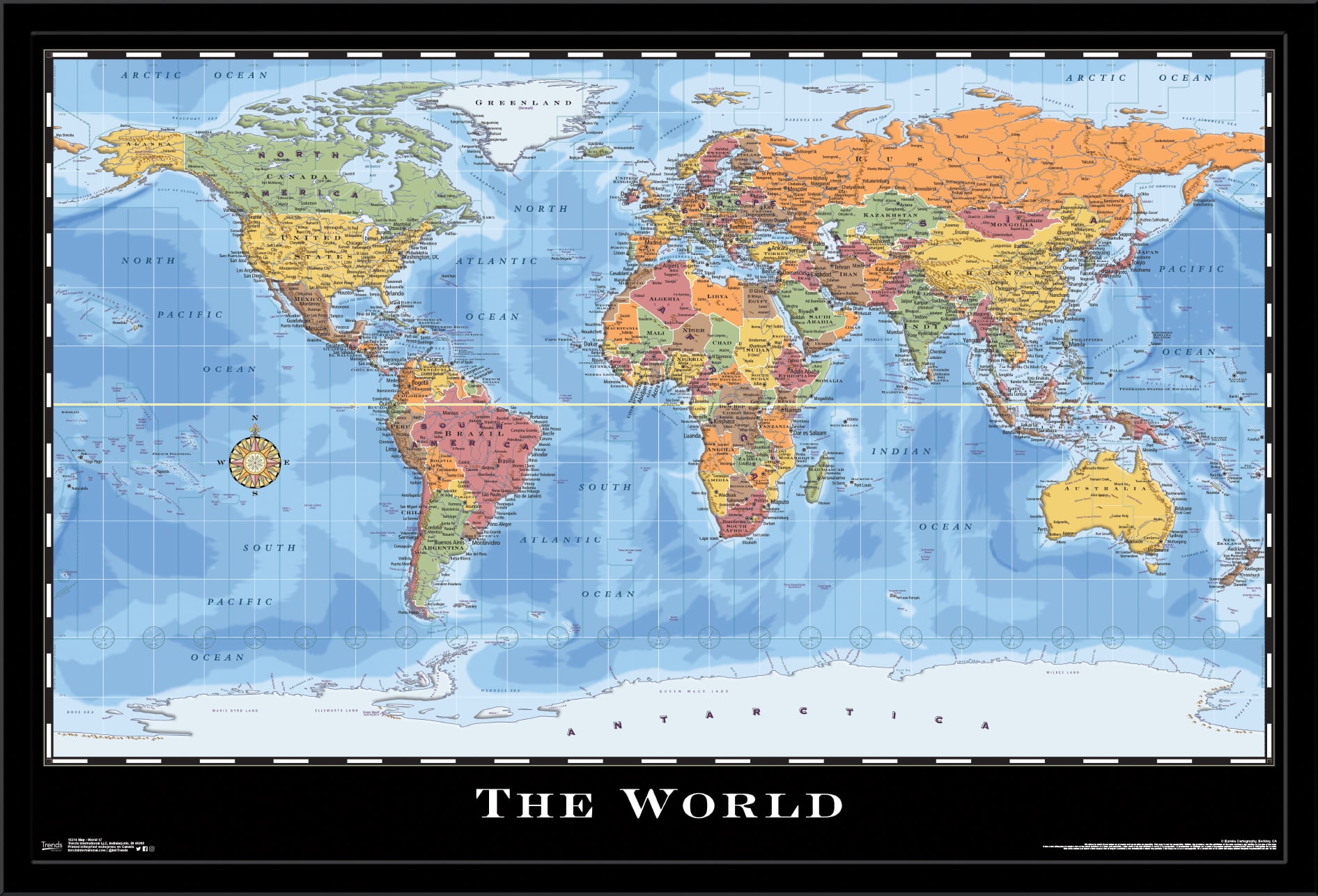 Map - World Wall Poster, 22.375" x 34", Framed - Walmart.com
