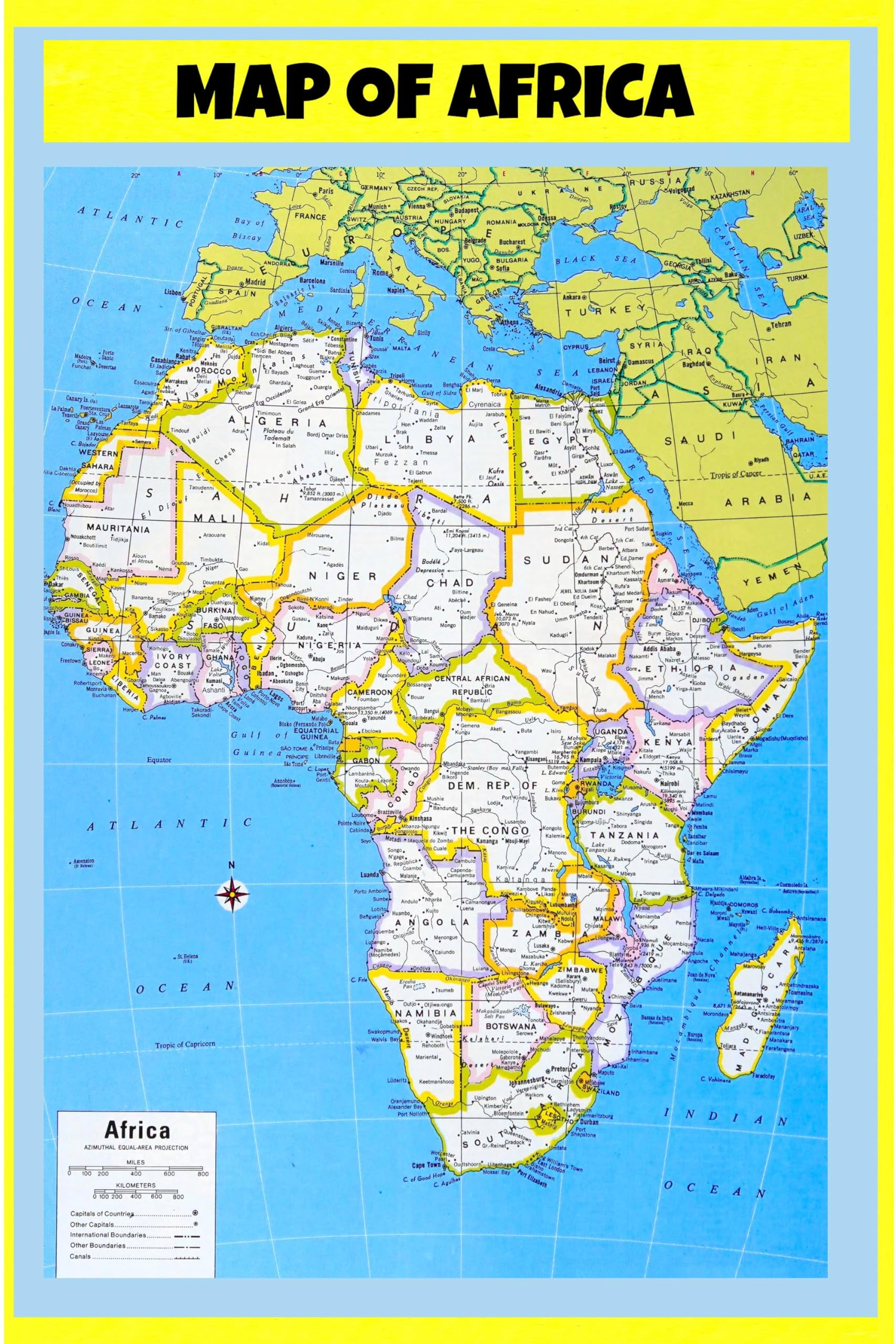 Map of Africa Style 2 - Glossy Heavy Paper Wall Map Poster Print Perfect for Classrooms and ...