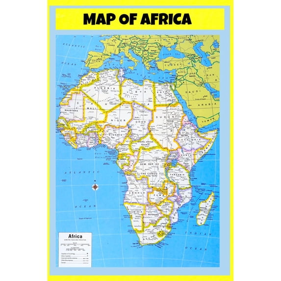 Map of Africa Style 2 - Laminated Wall Map Poster Print Perfect for ...