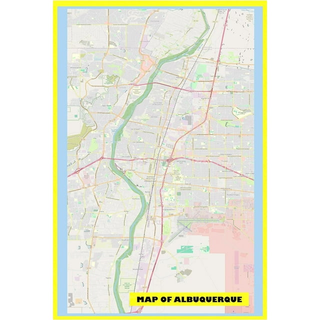 Map of Albuquerque 18x24 with Neighborhoods, Streets, Roads, Highways ...